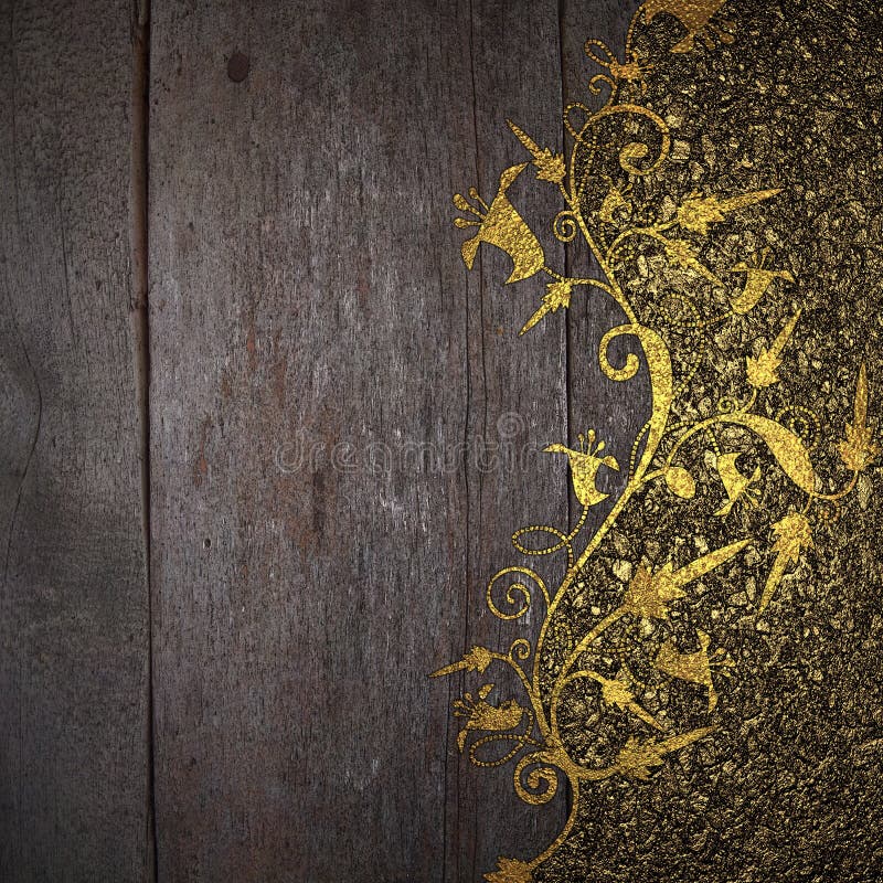 Wooden Texture with Gold Pattern. Element for Design. Template for ...