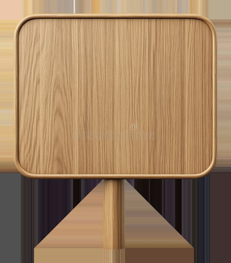 Wooden Texture Rectangular Signboard with Rounded Edges on Transparent ...