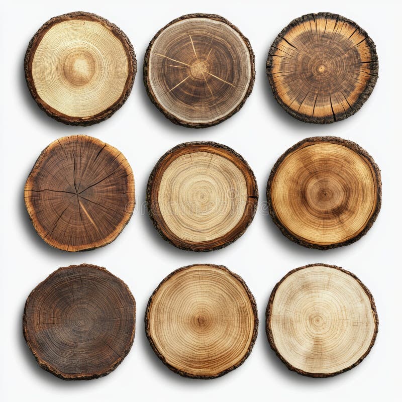 Wooden Texture. Set of Different Types of Tree Rings. Vector ...