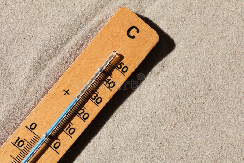 Wooden Thermometer on the Beach. 26 Degrees Celsius. Summer Concept ...