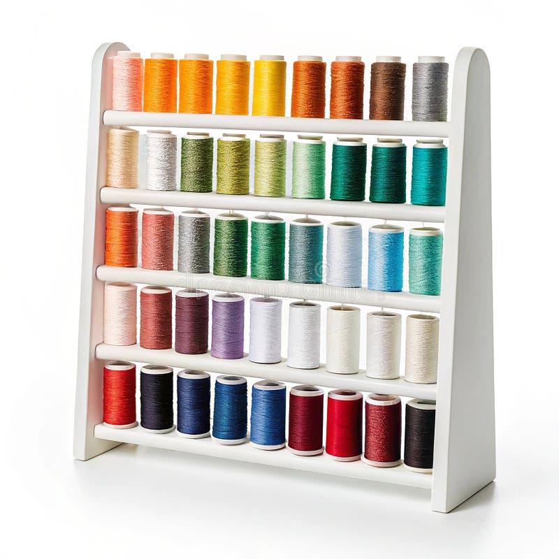 Thread Spool Rack on White Background Stock Illustration - Illustration ...