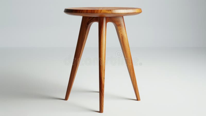A Wooden Three-legged Table on a Light Background Stock Photo - Image ...