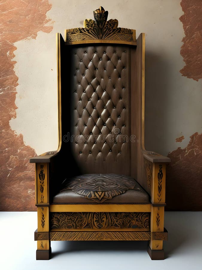 Wooden King S Throne with Leather Upholstery. Stock Illustration ...