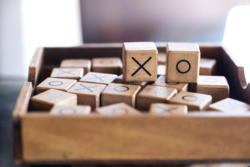 Wooden Tic Tac Toe Game or OX Game in a Box Stock Photo - Image of play ...