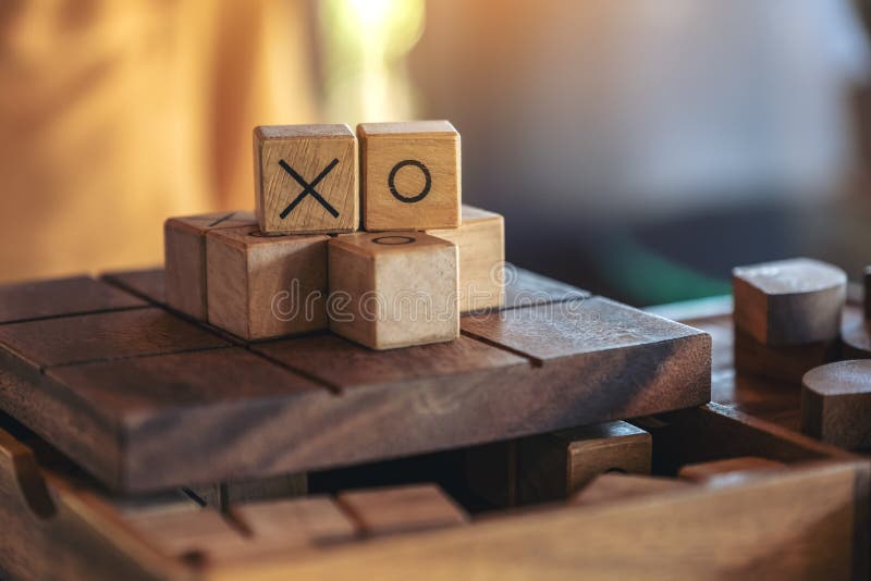 Wooden Tic Tac Toe Game or OX Game in a Box Stock Image - Image of ...