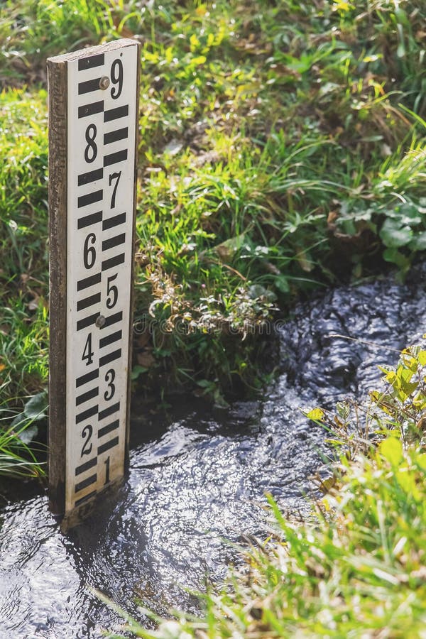 Wooden Tide Gauge in a Stream in Slovenia Stock Photo - Image of ...