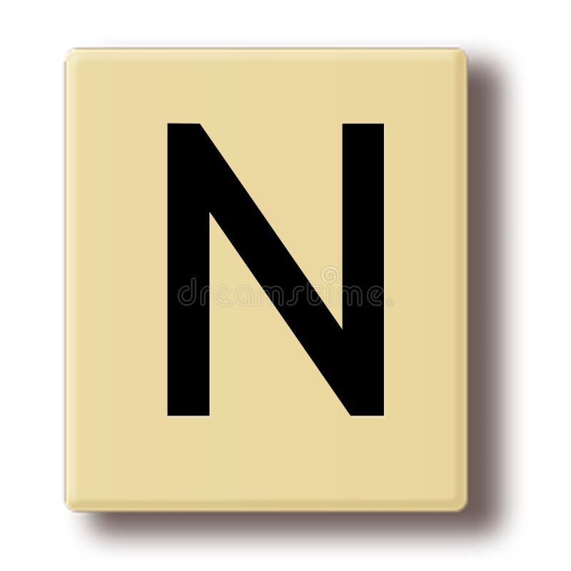 Wooden Tile with the Letter N Stock Illustration - Illustration of word ...