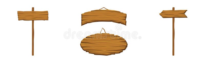 Wooden and Timber Signboard of Different Shape Vector Set Stock Vector ...