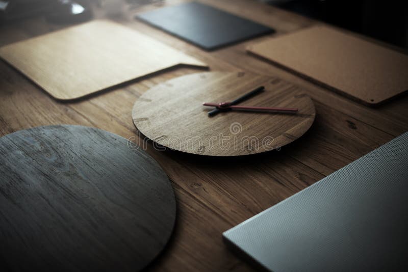 Wooden Time Clock Modern Old Fashion Concept Stock Photo - Image of ...