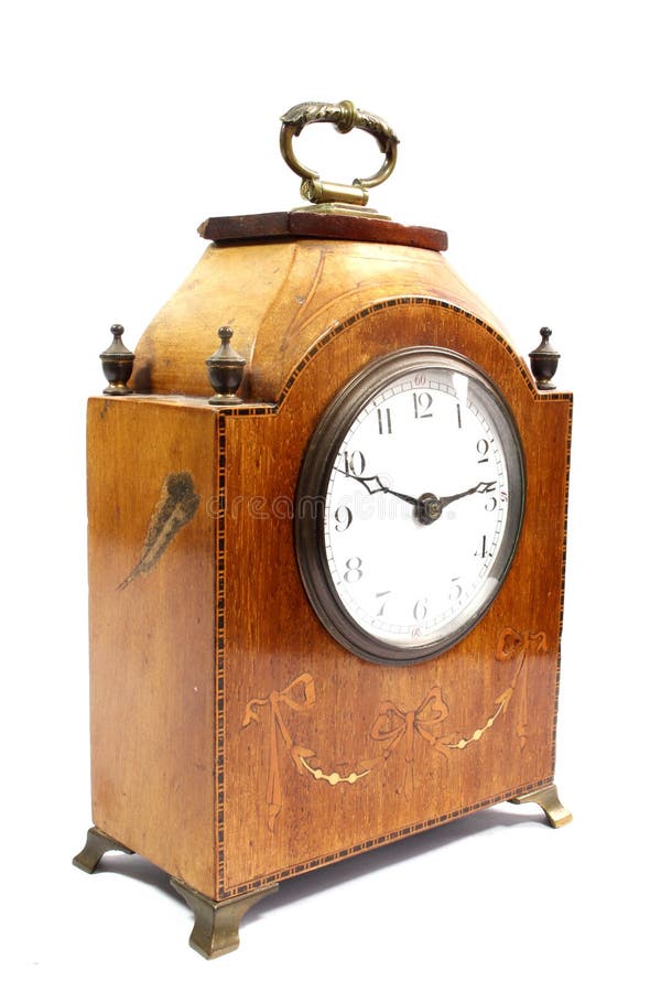 Vintage Timepiece Clock on White Background Stock Photo - Image of ...