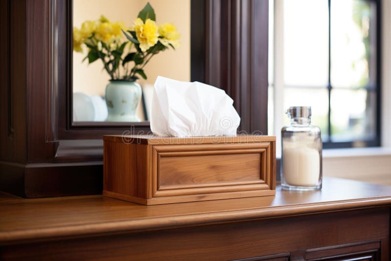 Wooden Tissue Box Holder on an Elegant Mantelpiece Stock Illustration ...