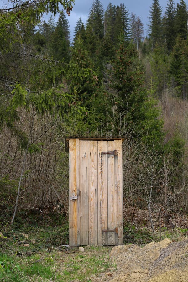Wooden Toilet in the Middle of the Spring Forest Forest Stock Image ...