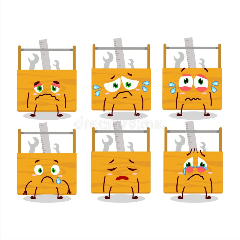 Wooden Toolbox Cartoon Character with Sad Expression Stock Vector ...