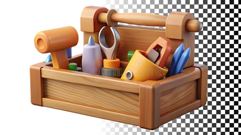 Wooden Toolbox with Tools Set for Kids Play and Learning Png ...