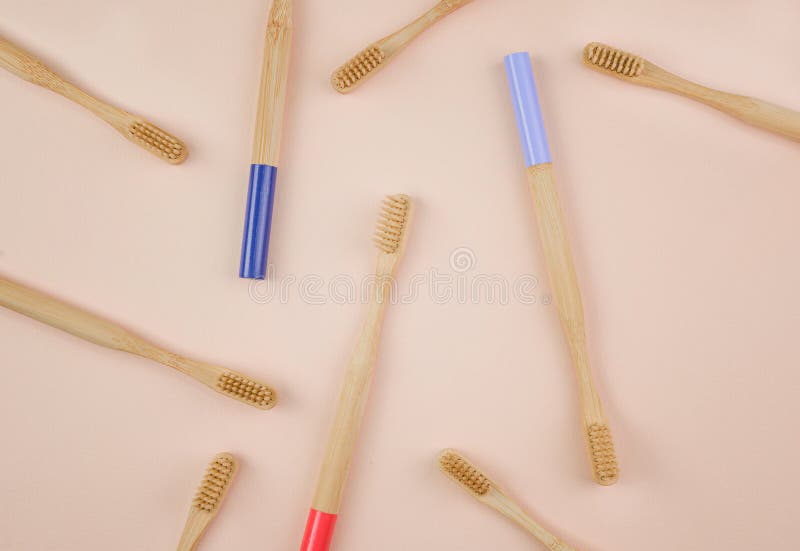 Wooden Toothbrushes on Beige Background Stock Image - Image of ...