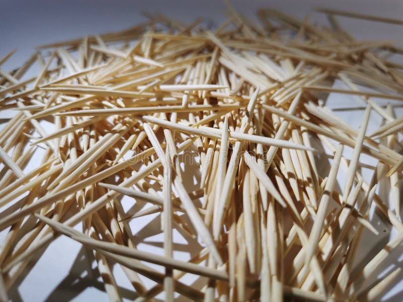Wooden Toothpicks Yellow on a White Background a Lot Stock Image ...