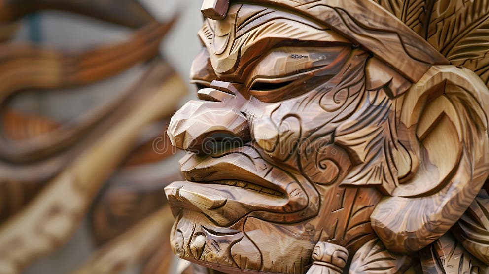 Wooden totem masks stock photo. Image of brown, ritual - 320680534
