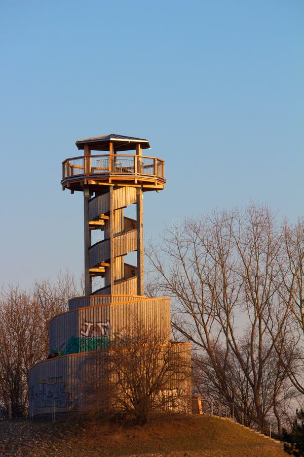 Wooden Observation Tower at Beach Stock Image - Image of roof, clouds ...