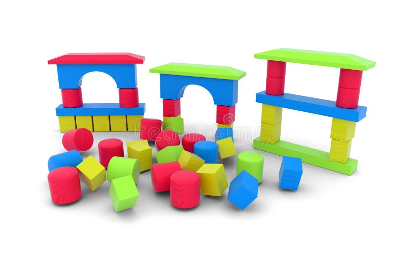 Wooden Toy Blocks on White Background Stock Photo - Image of white ...