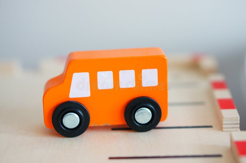 Wooden toy bus stock photo. Image of wooden, orange, colored - 67576162