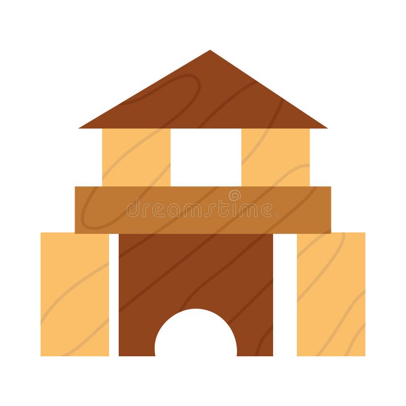 Wooden toy cubes house stock vector. Illustration of vintage - 298629207
