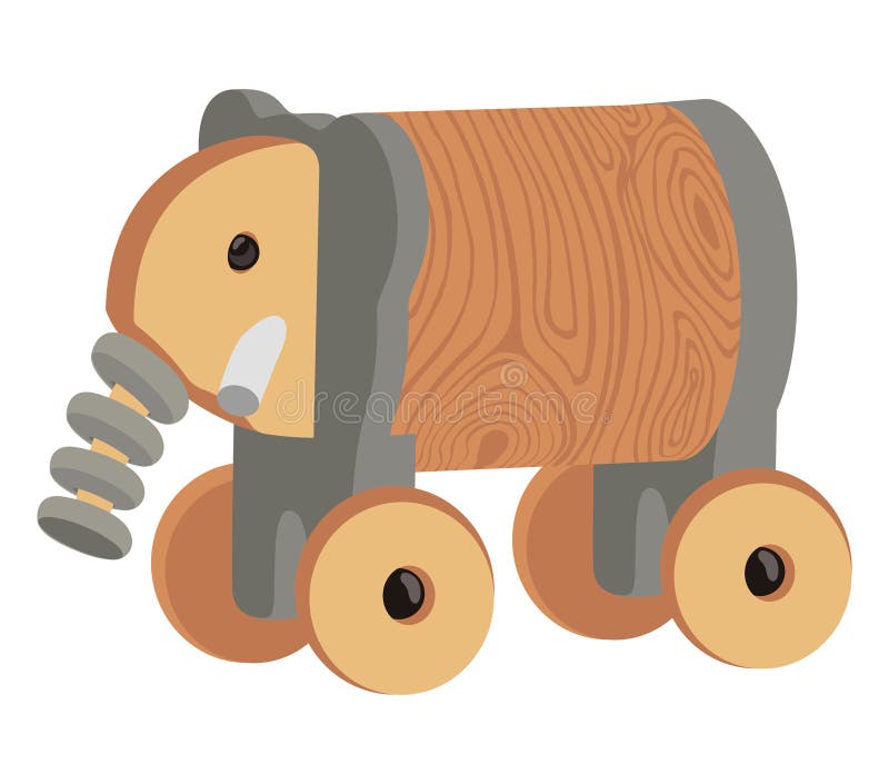 Wooden Toy Elephant Illustration Stock Vector - Illustration of retro ...