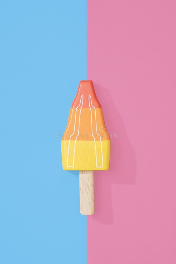 Ice Cream Popsicles Lollipops On Pink And Blue Pastel Background Stock