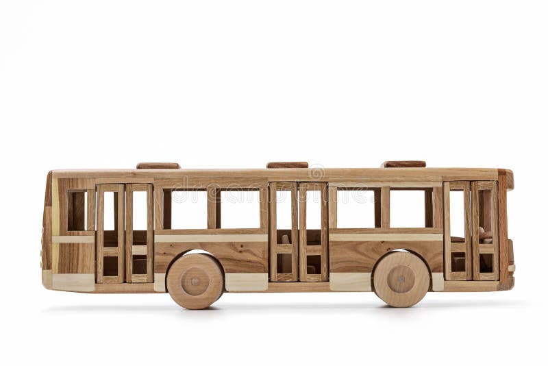 Wooden toy, modern bus. stock image. Image of model - 100099403