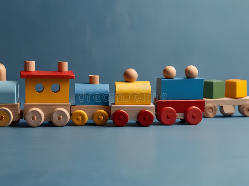 Wooden Toy Train and Blocks Stock Illustration - Illustration of ...