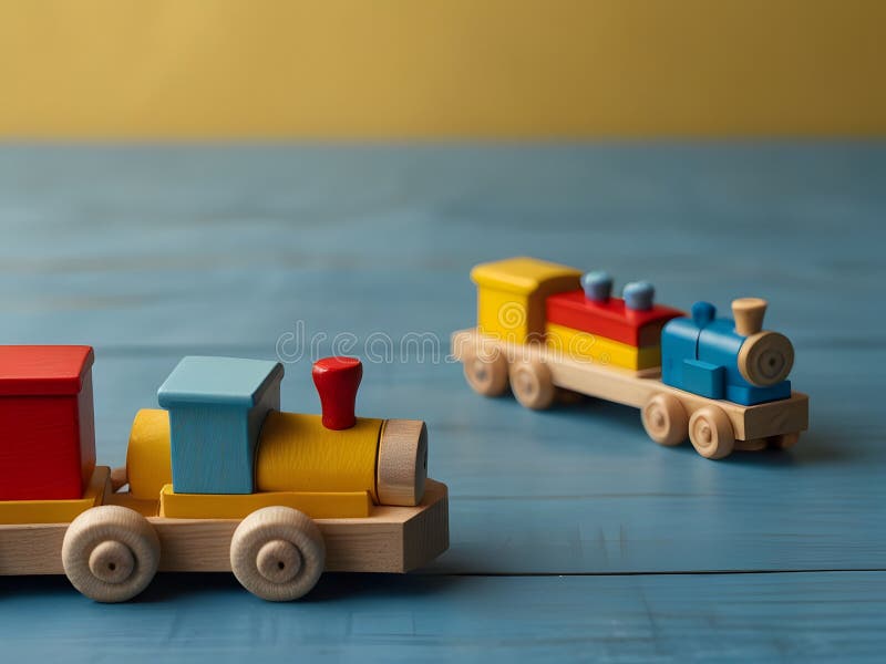 Wooden Toy Train and Blocks Stock Illustration - Illustration of ...
