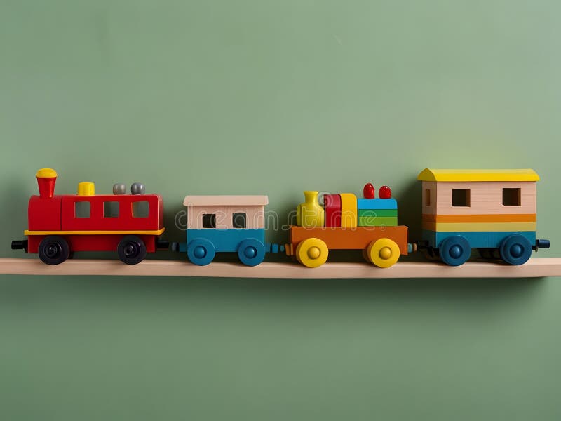 Wooden Toy Train and Blocks Stock Illustration - Illustration of learn ...