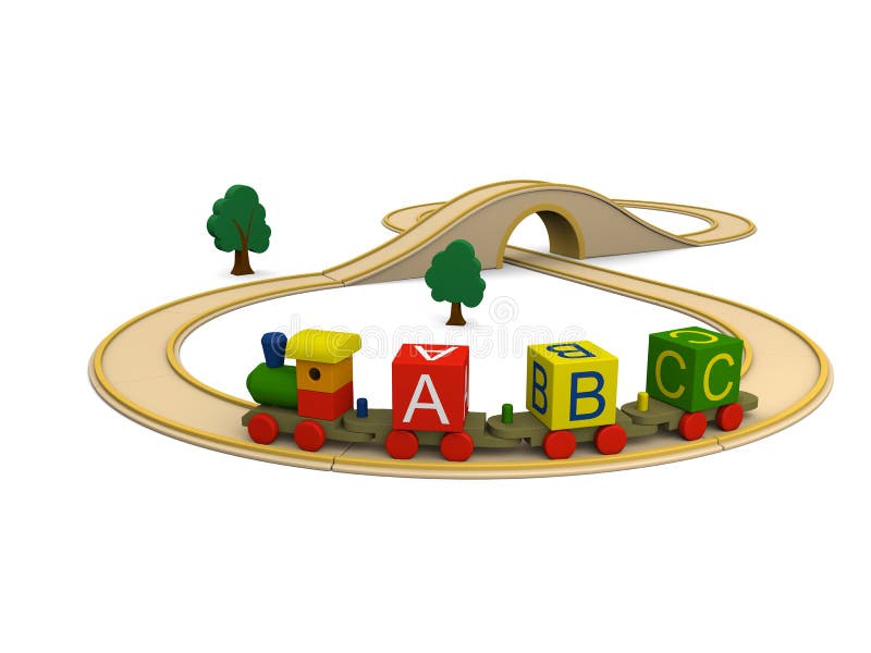 Wooden Toy Train Carrying Alphabet Letters Stock Illustration ...