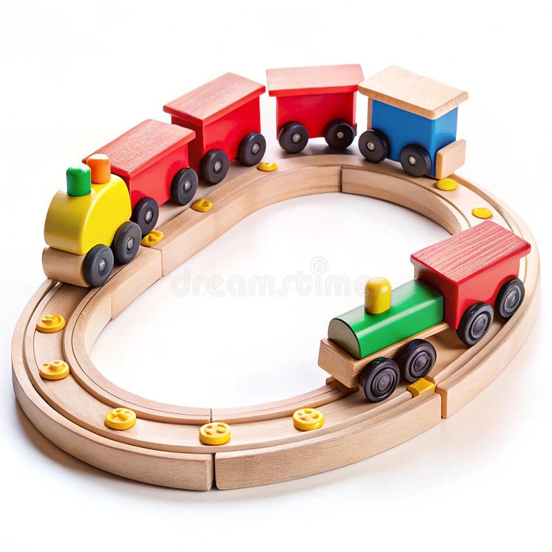 Wooden Toy Train Set with Magnetic Connectors Stock Illustration ...