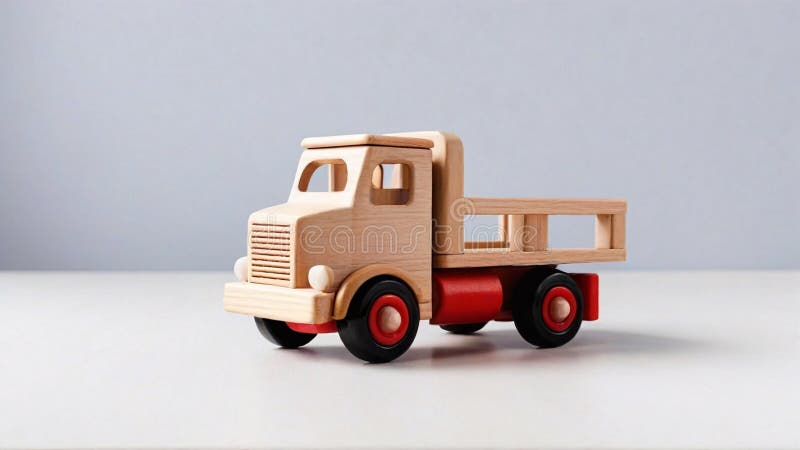 Wooden Toy Truck on White Surface Stock Illustration - Illustration of ...