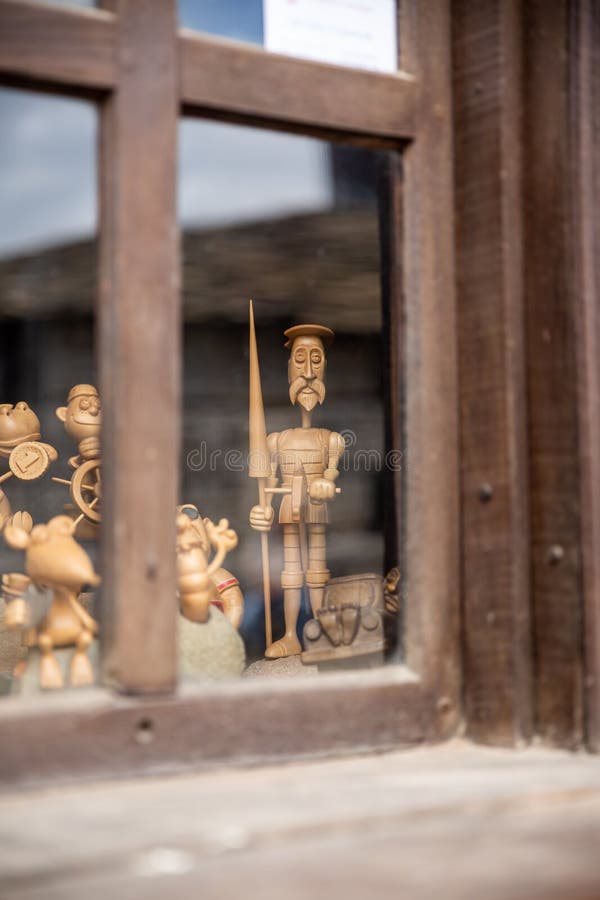 Wooden Toys Arranged Behind a Wooden Window. Stock Image - Image of ...