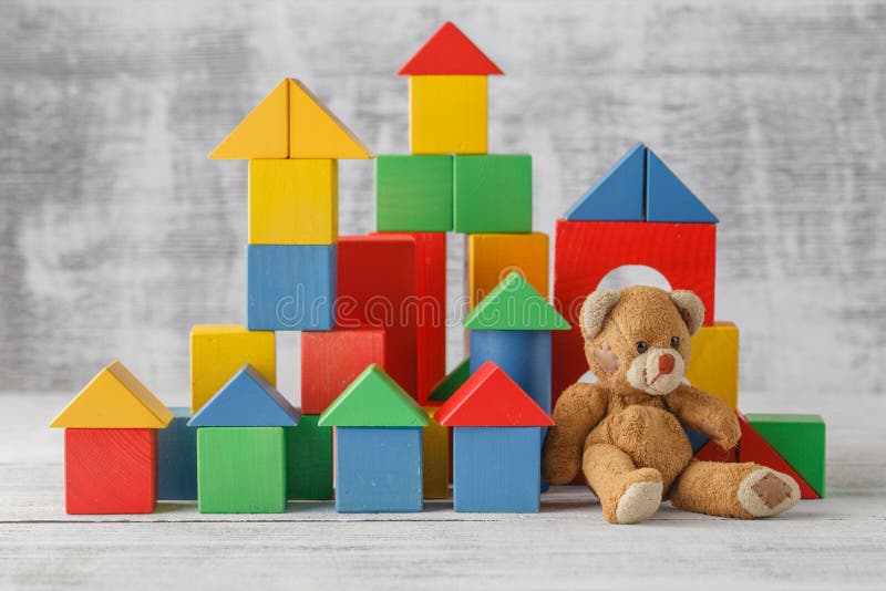 Wooden Toys Cube Castle Building Game Stock Photo - Image of build ...