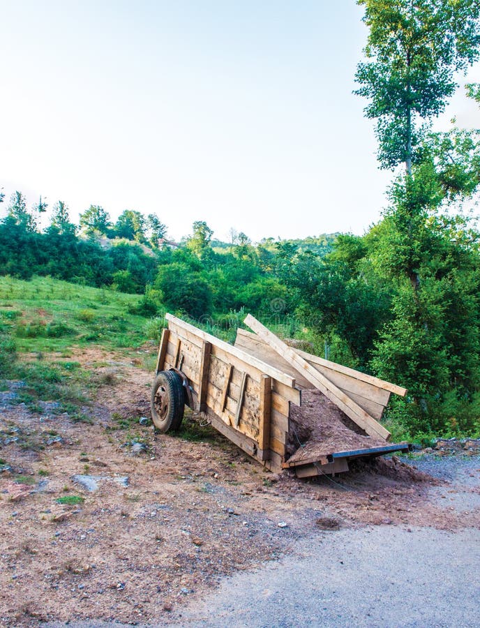 Wooden Trailer in the Garden Stock Image - Image of agriculture ...