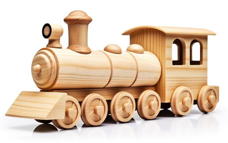 Wooden Train Set on White Background Stock Illustration - Illustration ...