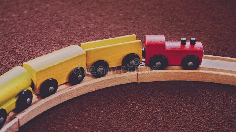 Wooden Train Toy on Curved Rail Stock Photo - Image of train, colorful ...