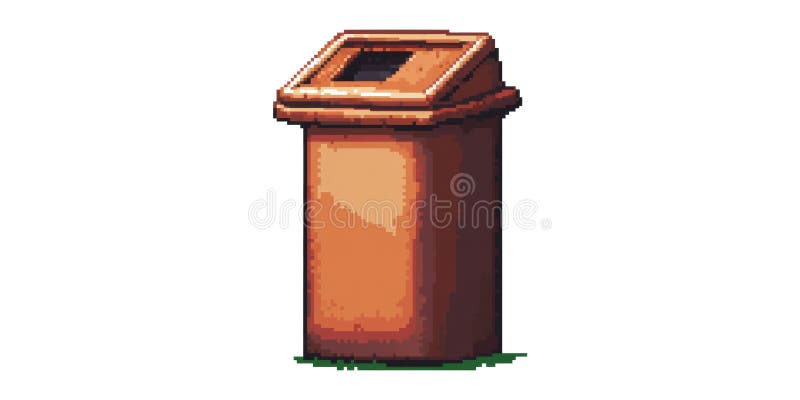 Wooden Trash Bin in Pixel Art Style Isolated on Transparent Background ...