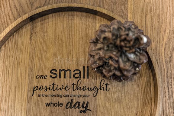 Wooden Tray with Sentence on Wooden Table Stock Photo - Image of burnt ...