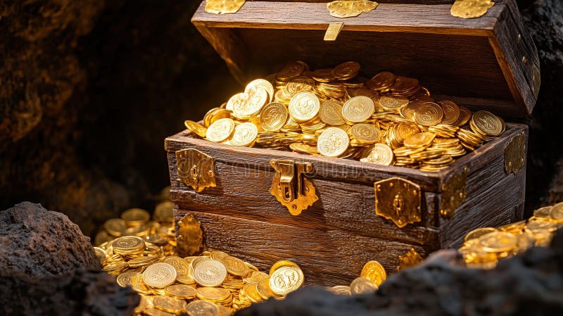 A Wooden Treasure Chest Overflowing with Gold Coins Stock Image - Image ... A Wooden Treasure Chest Overflowing with Gold Coins Stock Image - Image ...