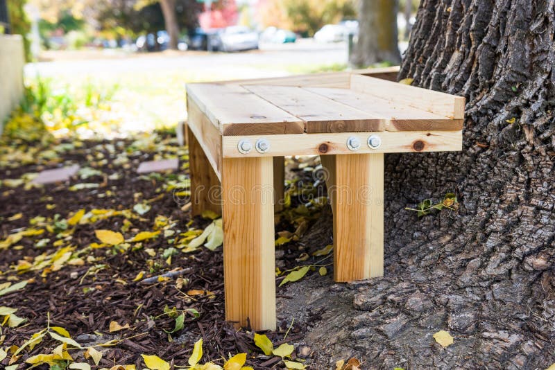 Wooden Tree Bench Wood Project Stock Image - Image of lifestyle, home ...