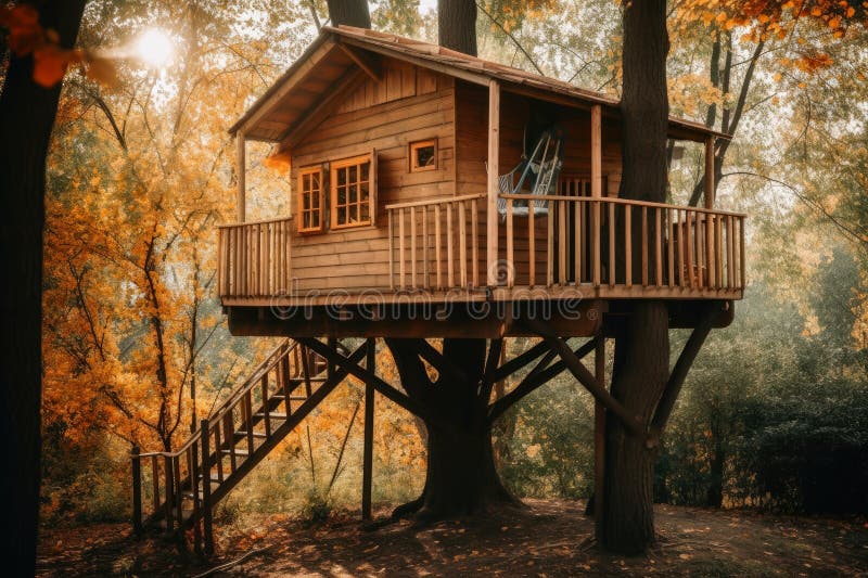 A Wooden Tree House for Kids Created with Generative AI Technology ...