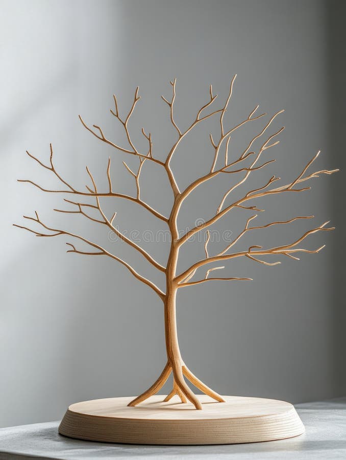Wooden Tree Sculpture on a Neutral Background Stock Photo - Image of ...