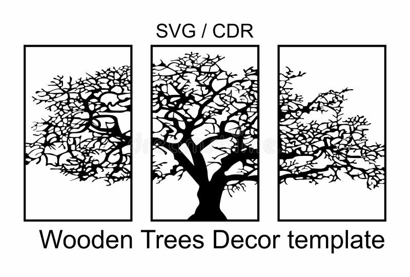 Wooden Trees Decor CNC Template Stock Vector - Illustration of laser ...