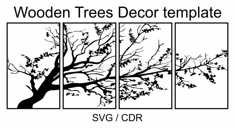 Wooden Trees Decor Cutting CNC Template Stock Vector - Illustration of ...
