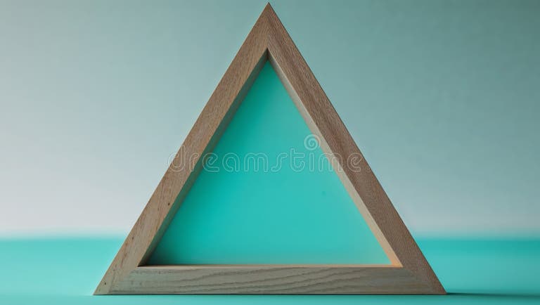 Wooden Triangle Frame on Teal Background Stock Image - Image of ...