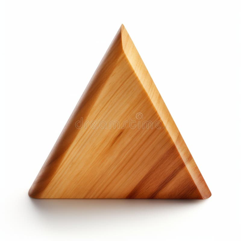 Hyper-realistic Wooden Triangle on White Background Stock Illustration ...