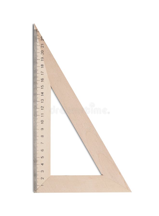 Wooden Triangle with Measuring Length Markings Isolated on White, Top ...